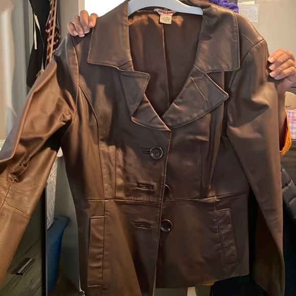 Guess | Jackets & Coats | Leather Brown Guess Blazer | Poshmark